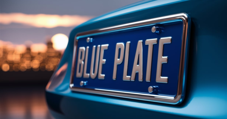 Blue License Plate